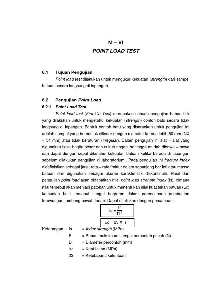 M6 - Point Load Test | PDF