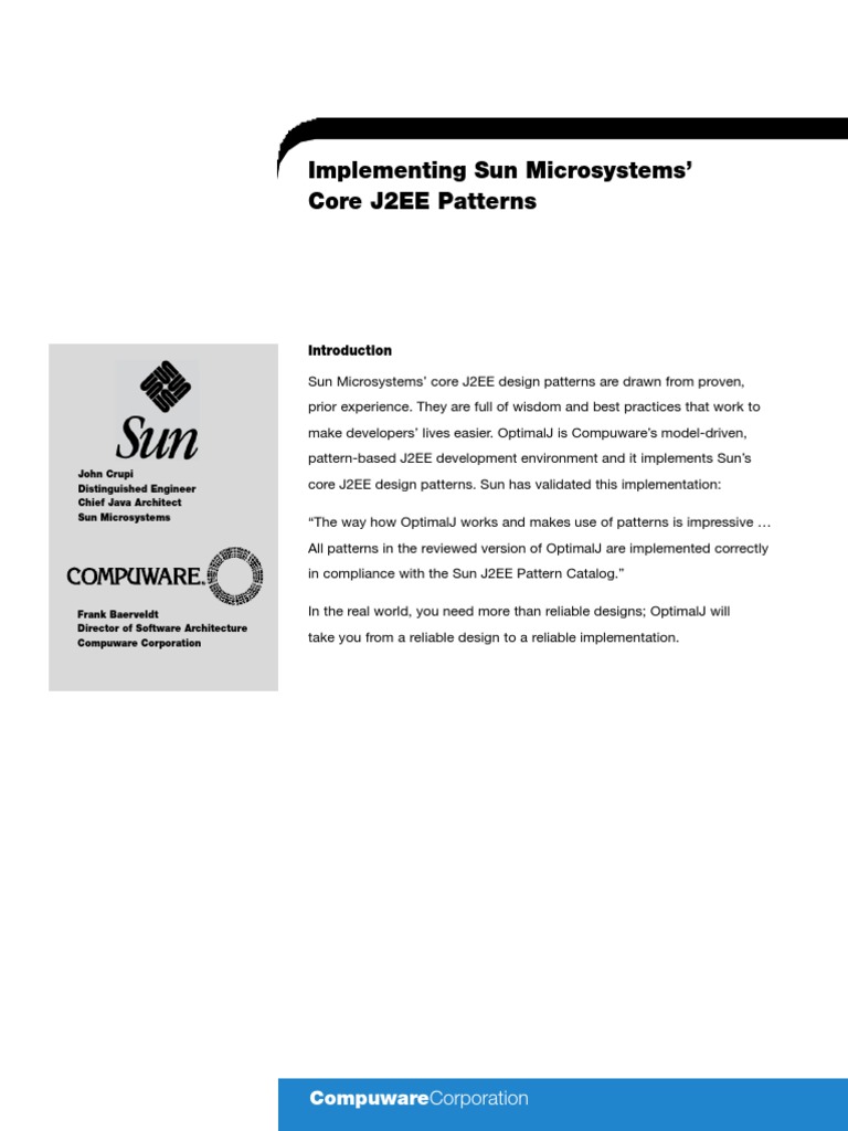 Implementing Sun Microsystems' Core J2EE Patterns: White Pa P E R | PDF ...