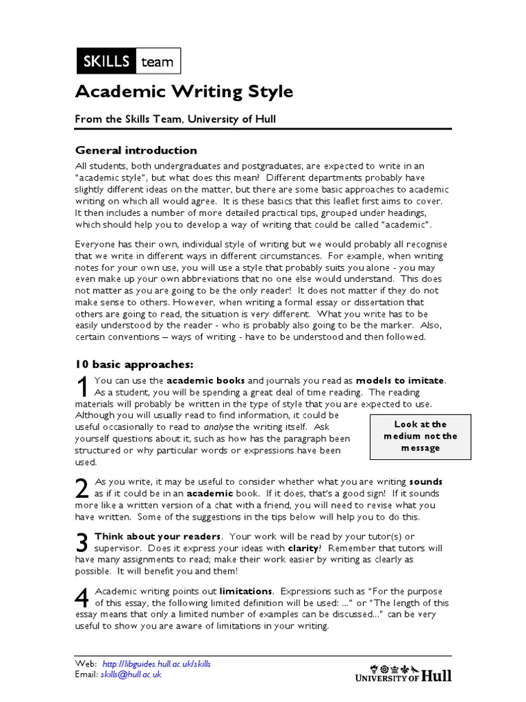 Academic Writing Style | PDF | Paragraph | Essays