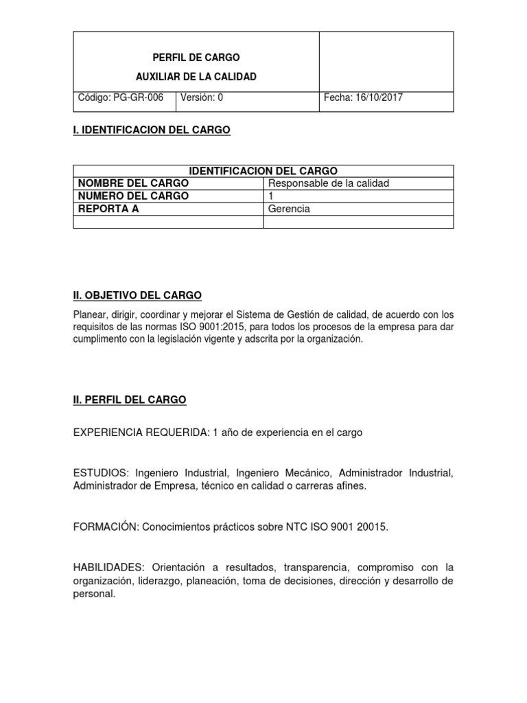 Responsable de Calidad | PDF | Calidad (comercial) | Economias