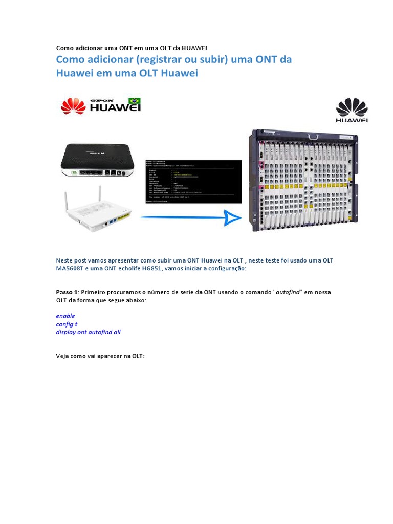 Como Adicionar Uma ONT em Uma OLT Da HUAWEI | PDF | Informática | Science