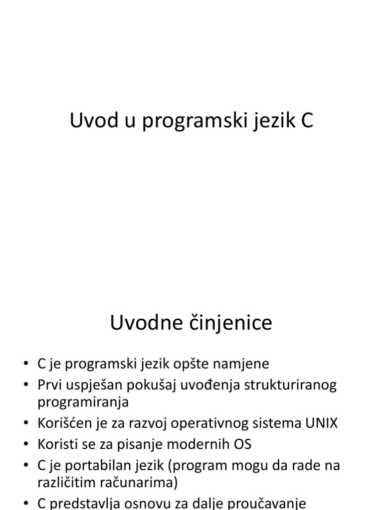 Uvod U Programski Jezik C | PDF