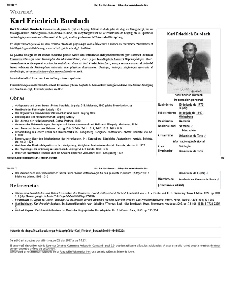 Karl Friedrich Burdach | PDF | Biología | Personas