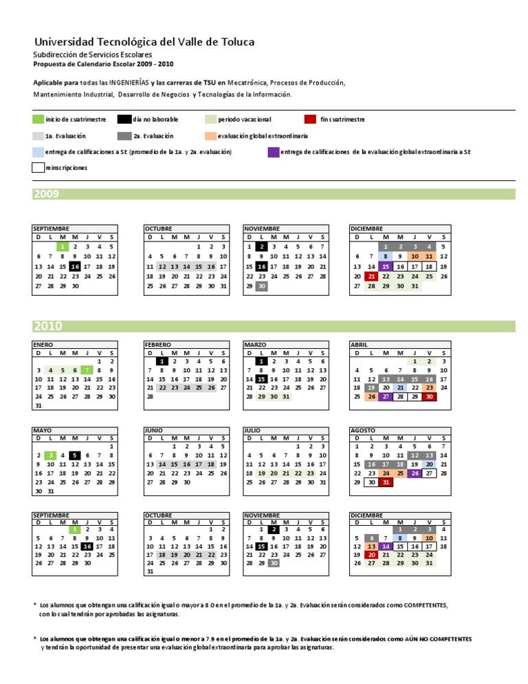Calendario Utvt | PDF