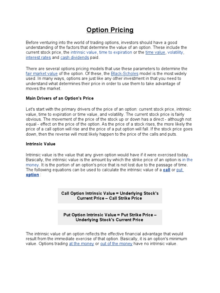 Understanding Option Pricing Factors | PDF | Option (Finance) | Black ...