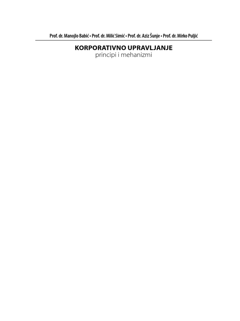 Korporativno Upravljanje - Principi I Mehanizmi | PDF
