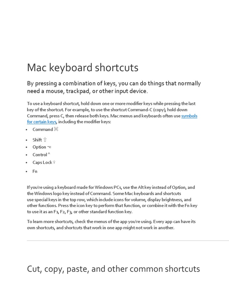 Mac Keyboard Shortcuts | Download Free PDF | Finder (Software) | Computer Keyboard