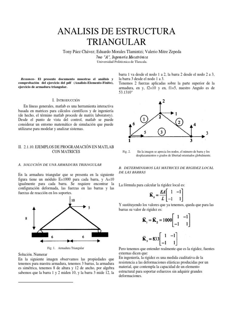 Analisis de Estructura Triangular | PDF | Rigidez | Matriz (Matemáticas)