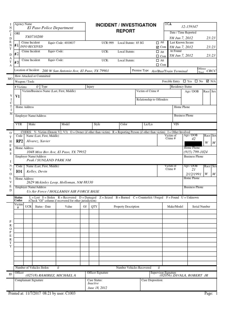 CASE 12-159347 Redacted | PDF | Crime & Violence | Crime Thriller