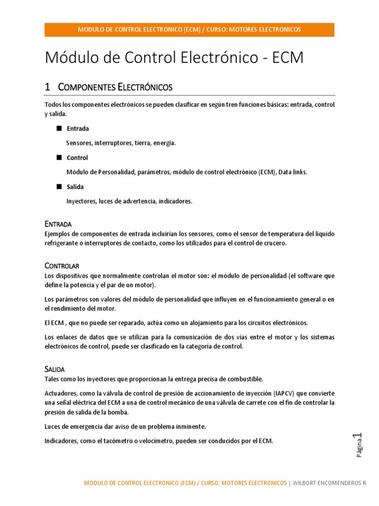Módulo de Control Electrónico - ECM | PDF | Microprocesador | Electrónica