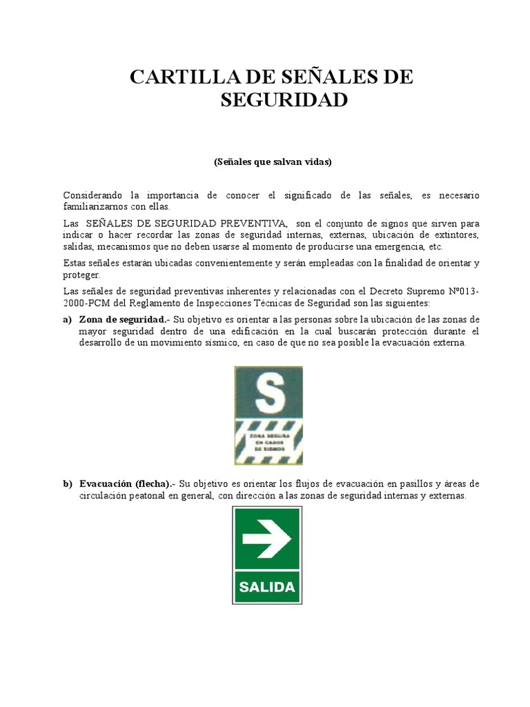Cartilla de Señales de Seguridad | PDF
