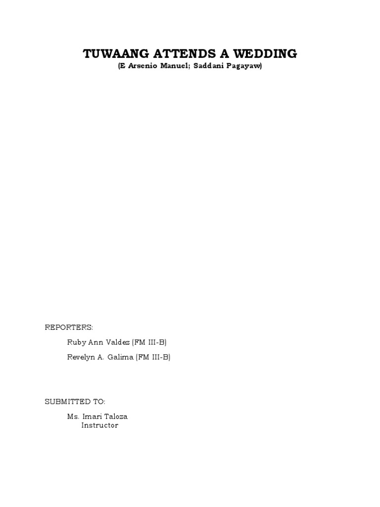 Tuwaang Attends A Wedding | PDF | Wedding