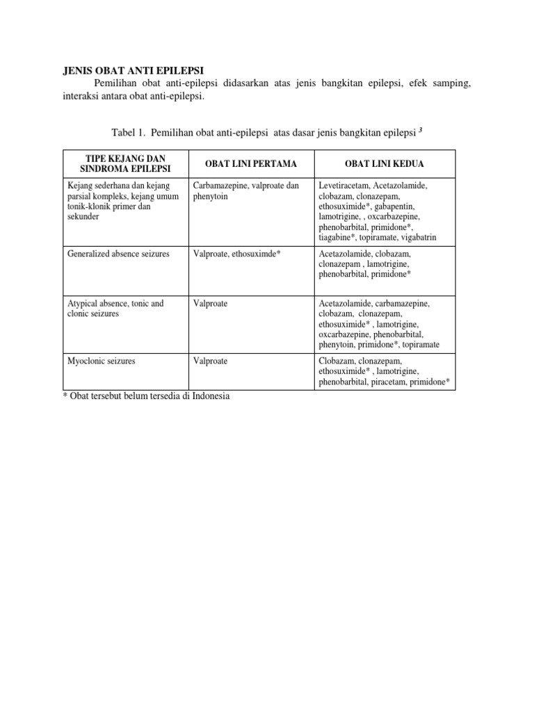 Jenis Obat Anti Epilepsi dan Penanganan Status Epileptikus | PDF