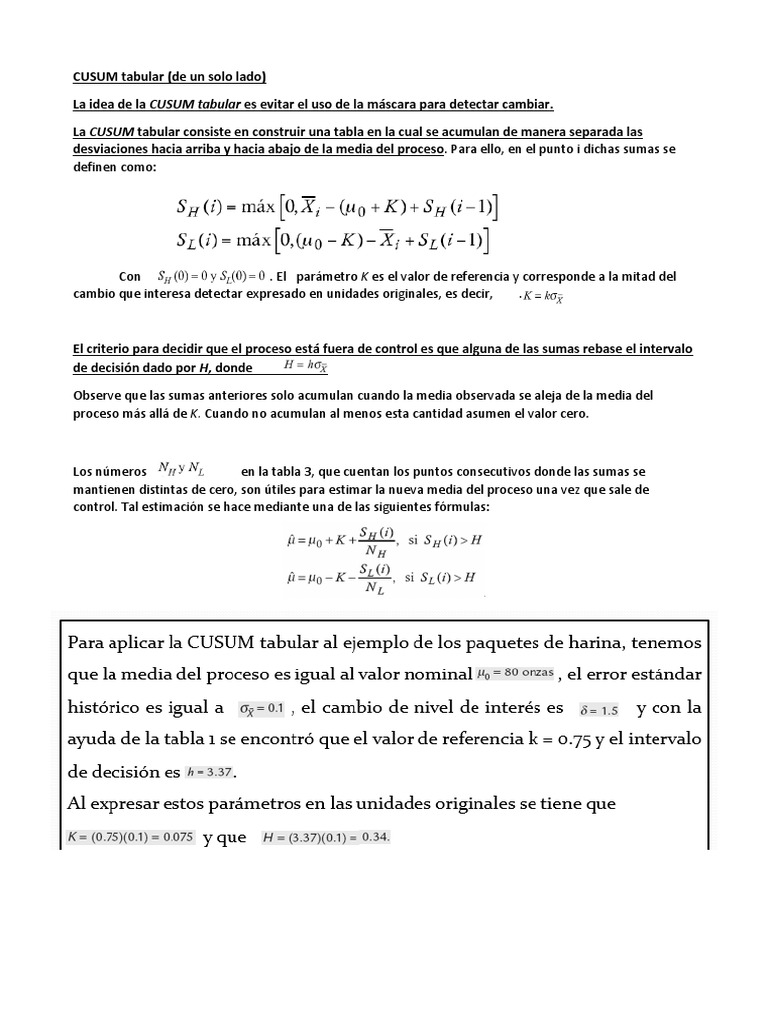 CUSUM Tabular | PDF | Error estándar | Enseñanza de matemática
