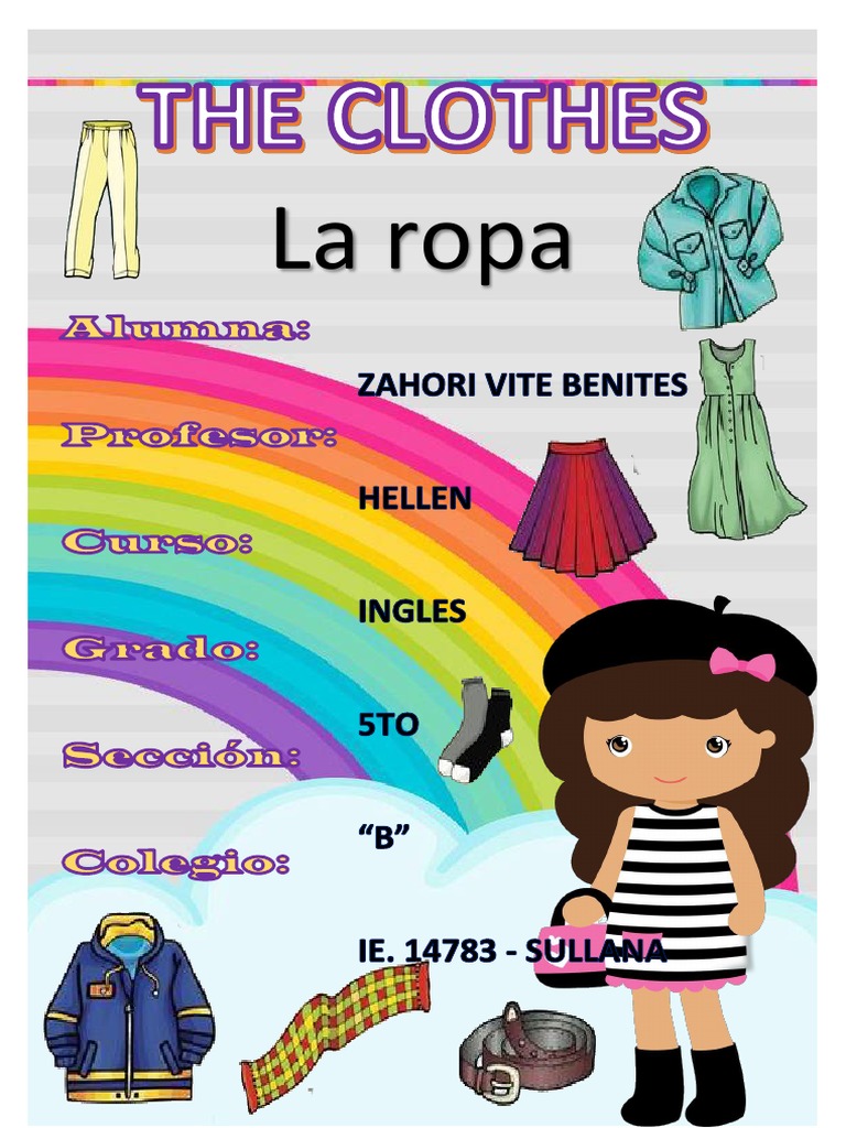 ÁLBUM DE PRENDAS DE VESTIR EN ESPAÑOL E INGLES