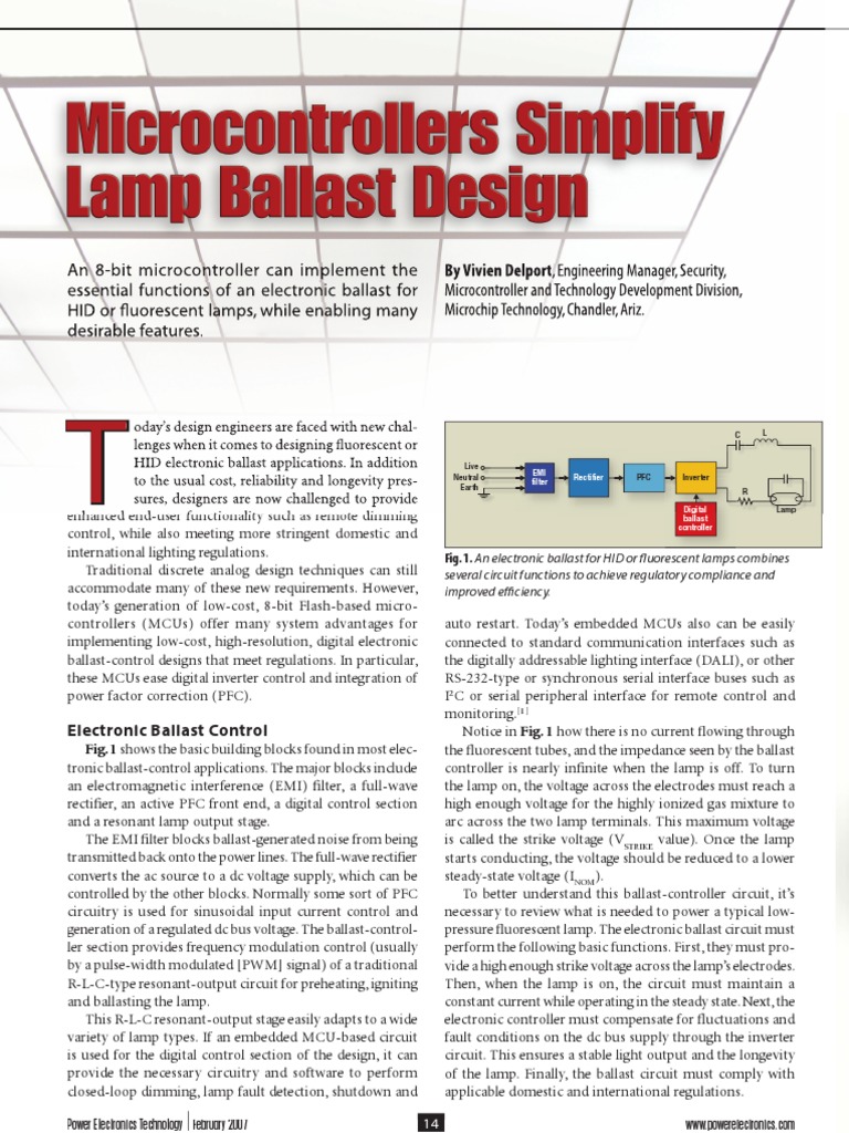 Electronic Ballast Control: Fig. 1 Shows The Basic Building Blocks ...