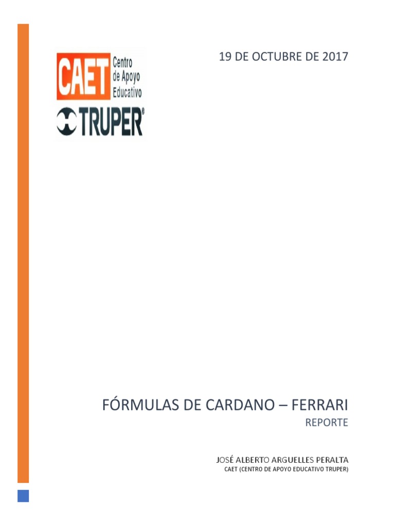 Las Fórmulas de Cardano-Ferrari | PDF | Ecuaciones | Ecuación cuadrática