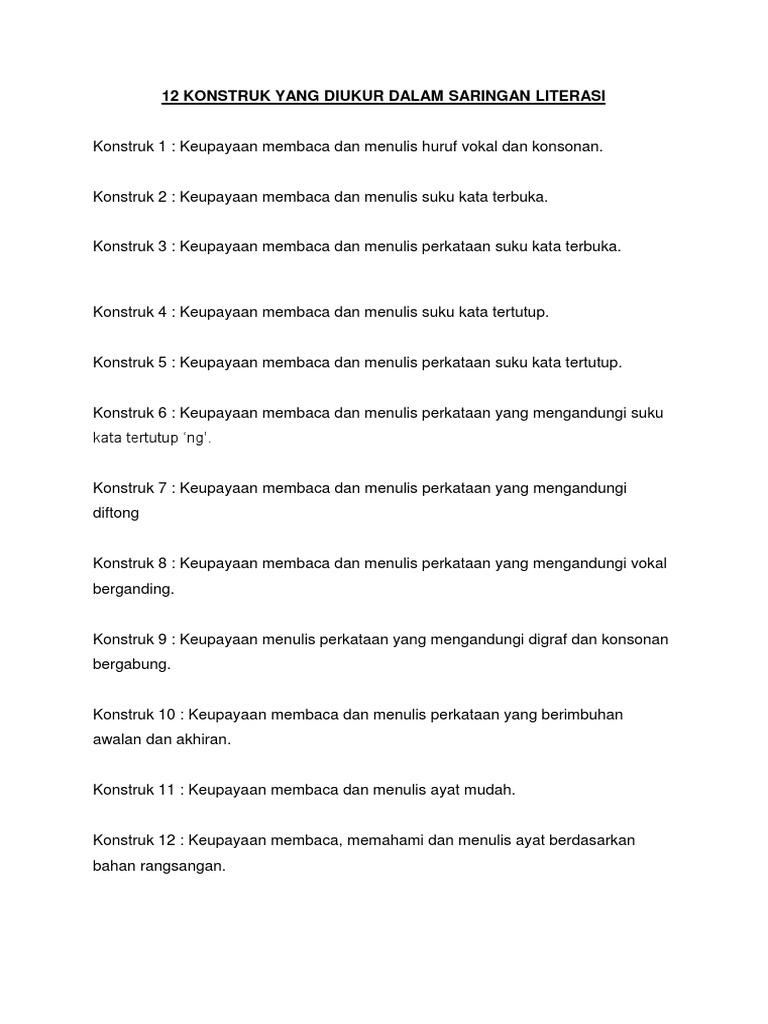 Senarai Konstruk Linus Dan Kemahiran Pemulihan | PDF