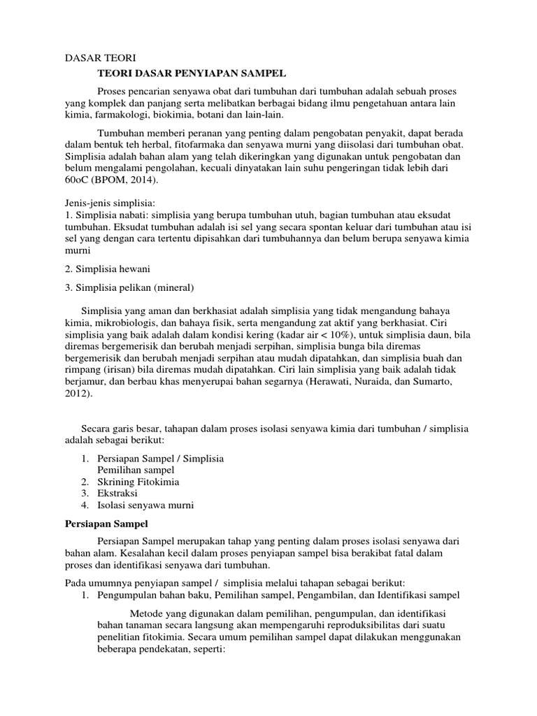 DASAR TEORI Penyiapan Sampel | PDF | Griya & Taman | Sains & Matematika