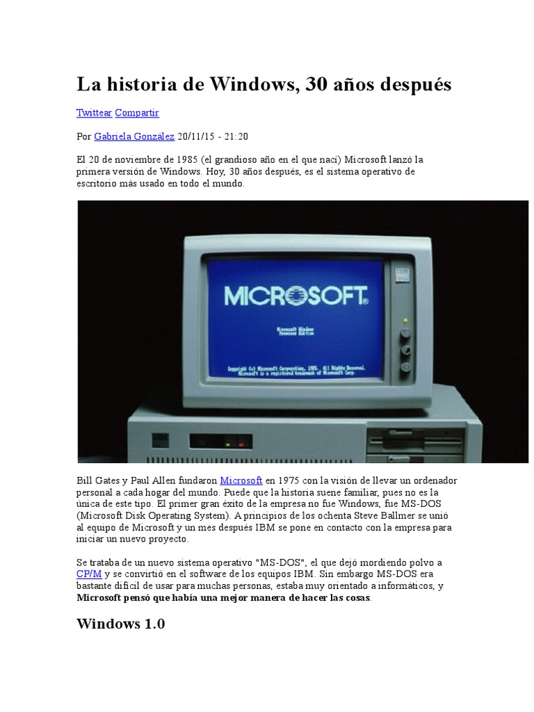 La Historia de Windows | Microsoft Windows | Microsoft | Prueba ...
