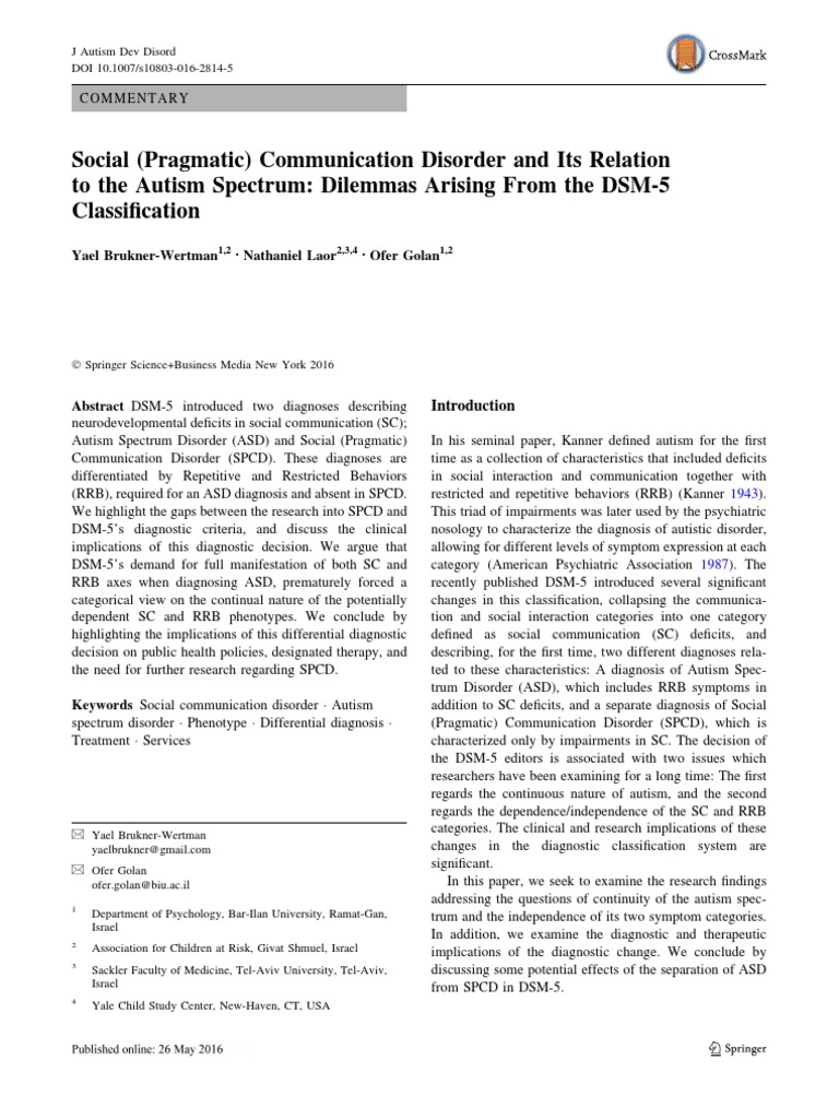 Social (Pragmatic) Communication Disorder and Its Relation | Autism ...