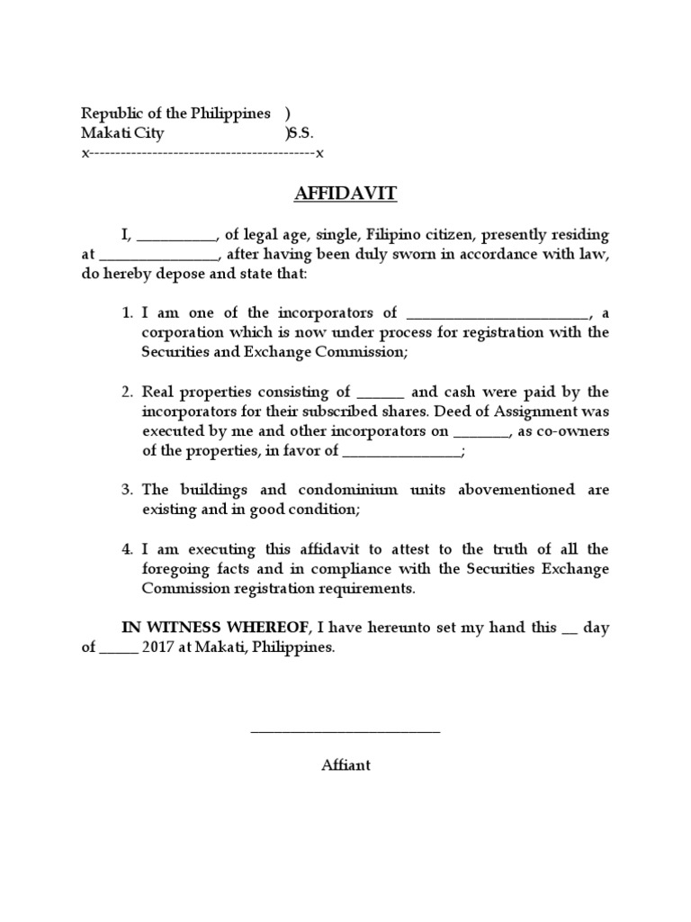 Affidavit of Transferor | PDF