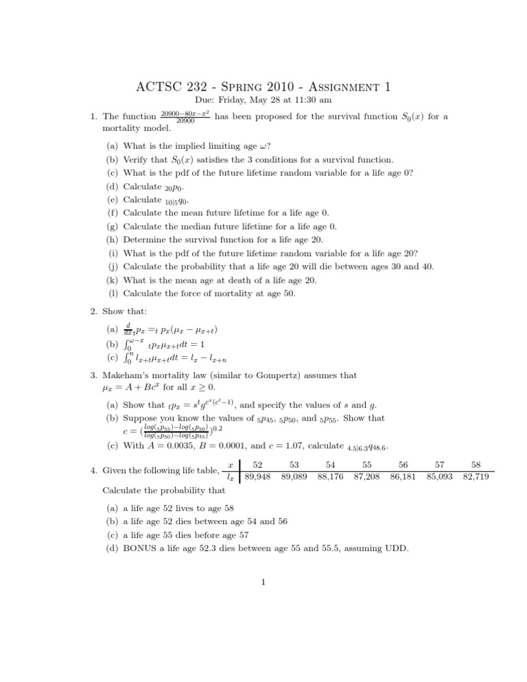 ACTSC 232 Assignment 1 Overview | PDF