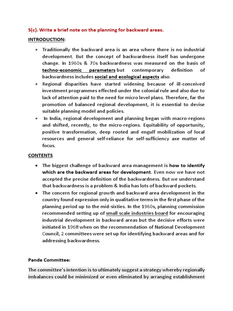 Backward Area Planning | PDF | Subsidy | Agriculture