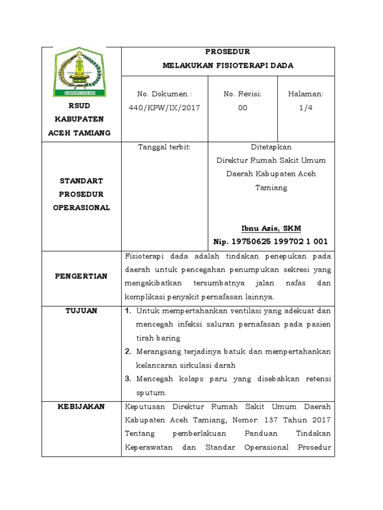 Sop Melakukan Fisioterapi Dada | PDF