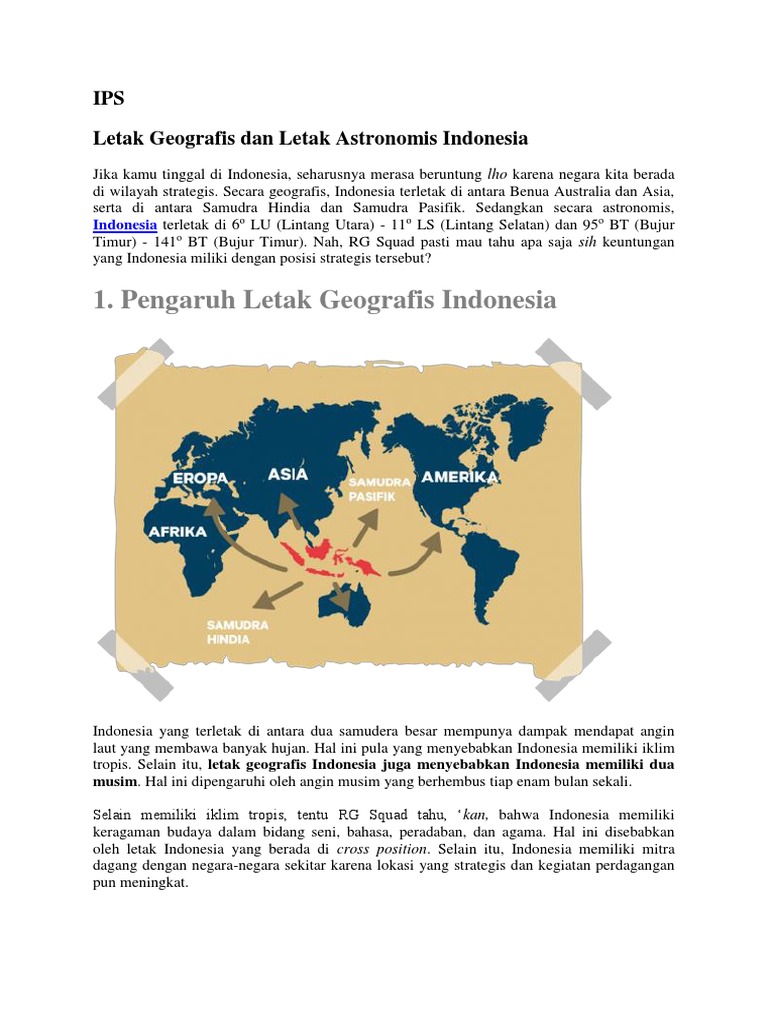 Letak Geografis Dan Letak Astronomis Indonesia | PDF