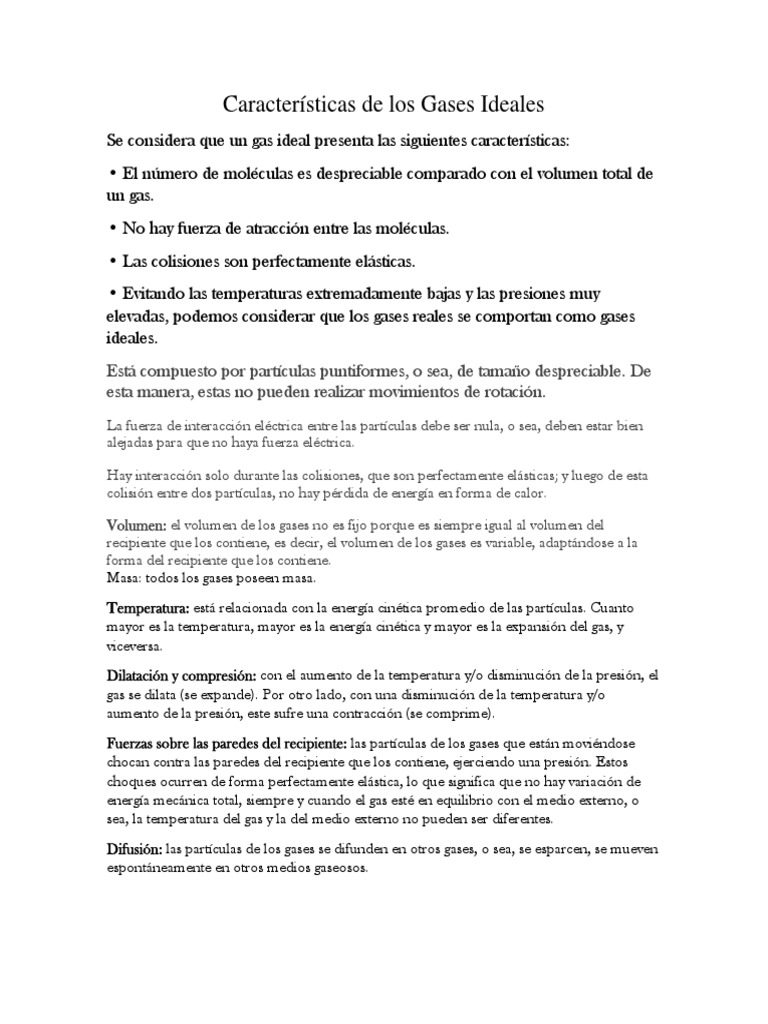 Características de Los Gases Ideales | PDF