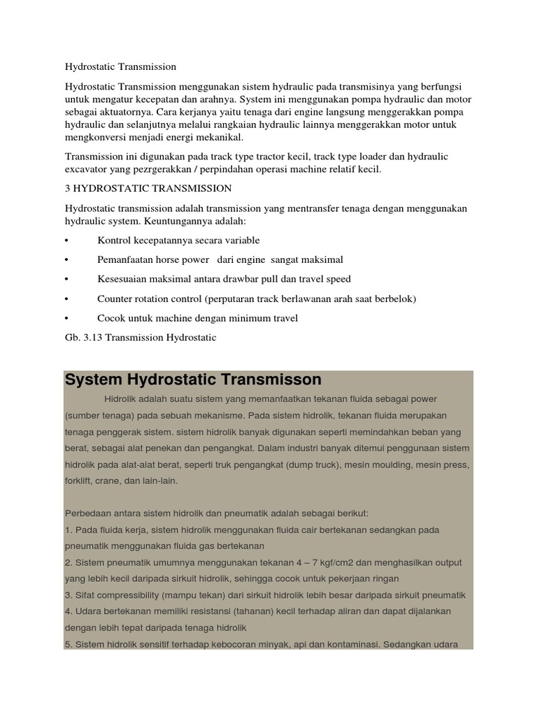 Hydrostatic Transmission | PDF