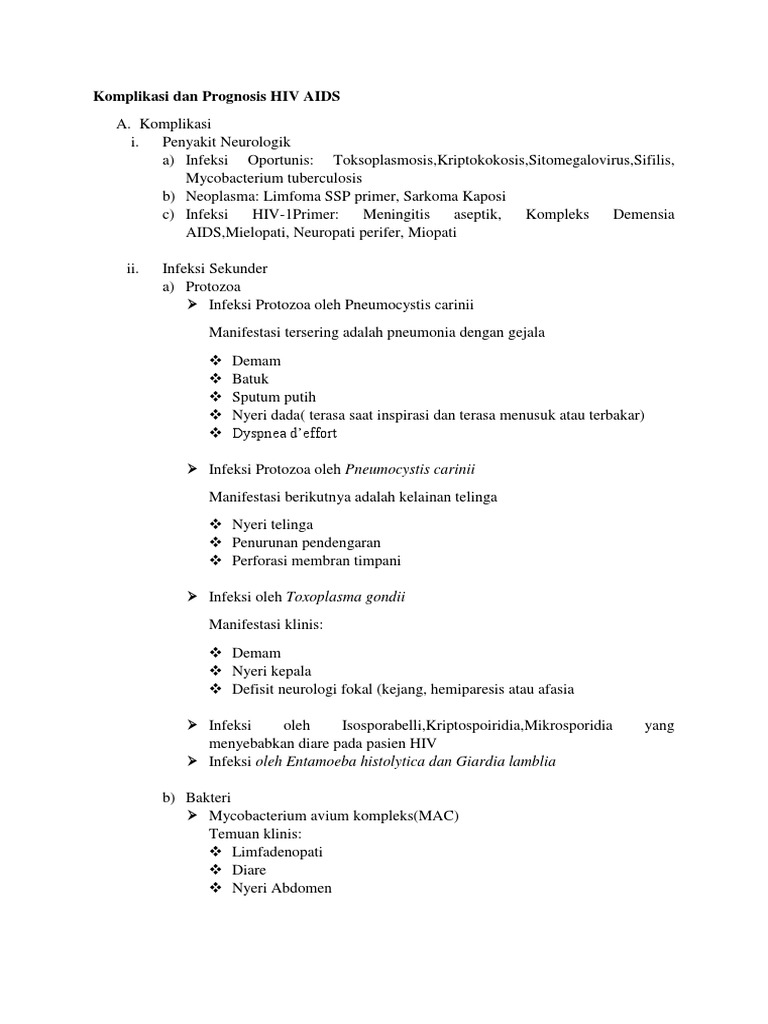 Komplikasi Dan Prognosis HIV | PDF