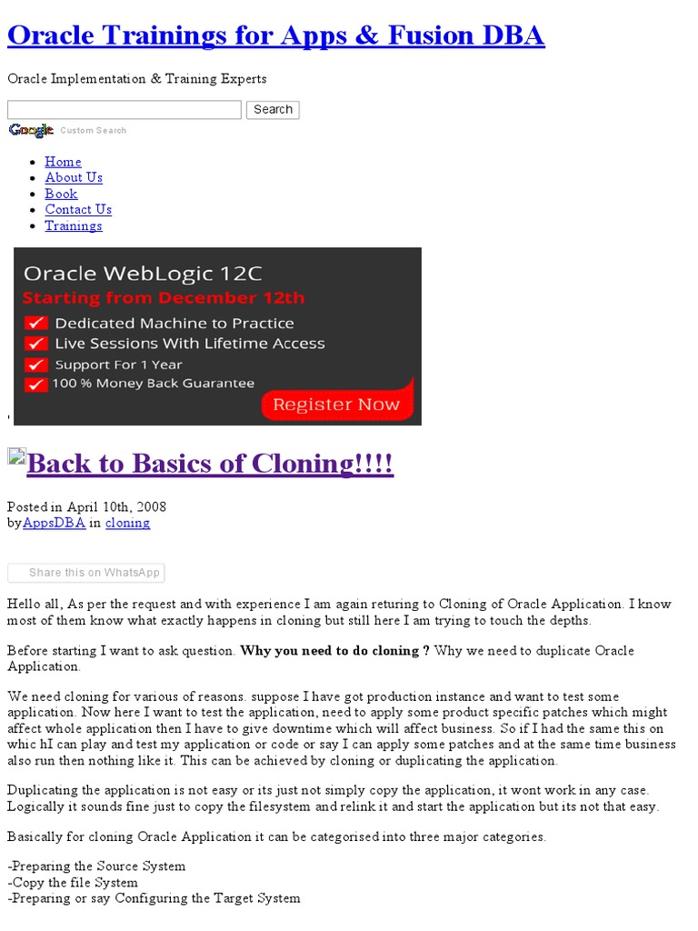 Back To Basics of Cloning!!!! - Oracle Trainings For Apps & Fusion DBA ...