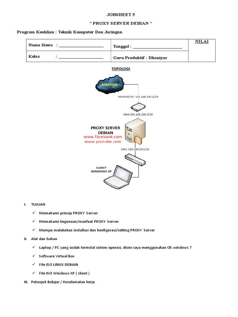 Jobsheet Linux Debian 5 Proxy Server | PDF