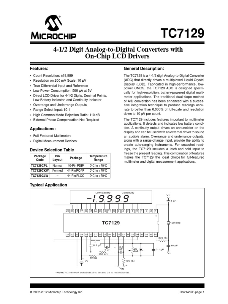 TC7129 Multimeter | PDF | Capacitor | Analog To Digital Converter
