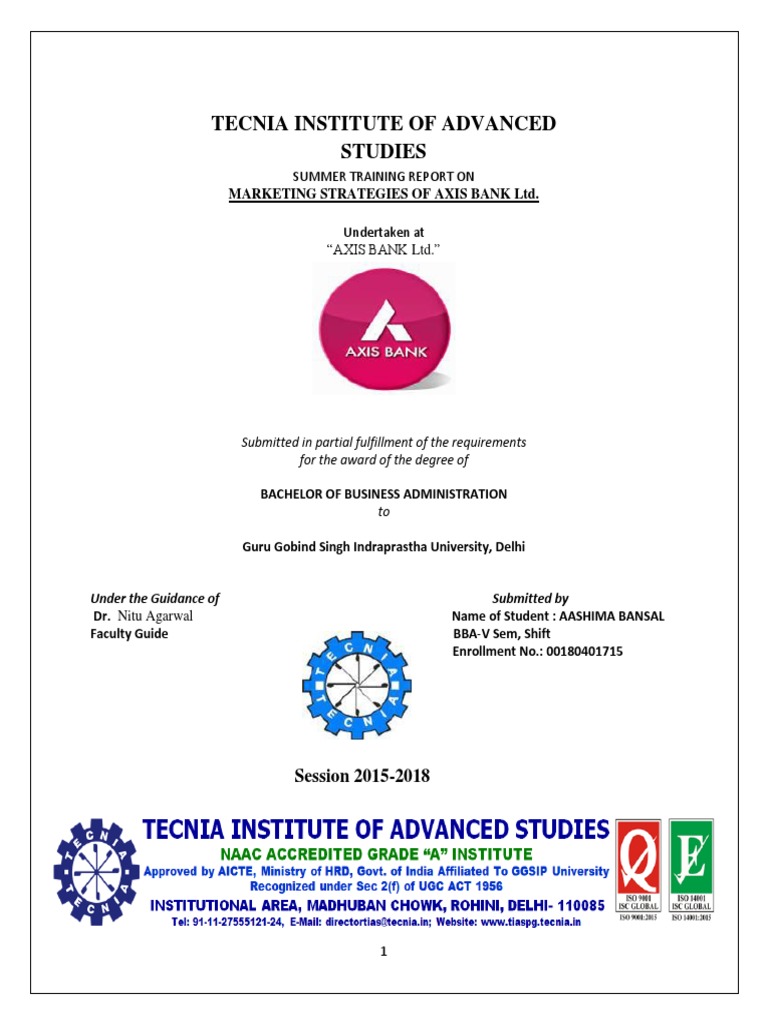 Aashima Bansal Axis Bank | PDF | Marketing Strategy | Banks
