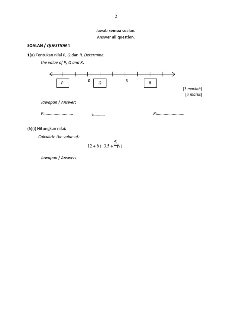 Latihan Matematik Form 2 | PDF