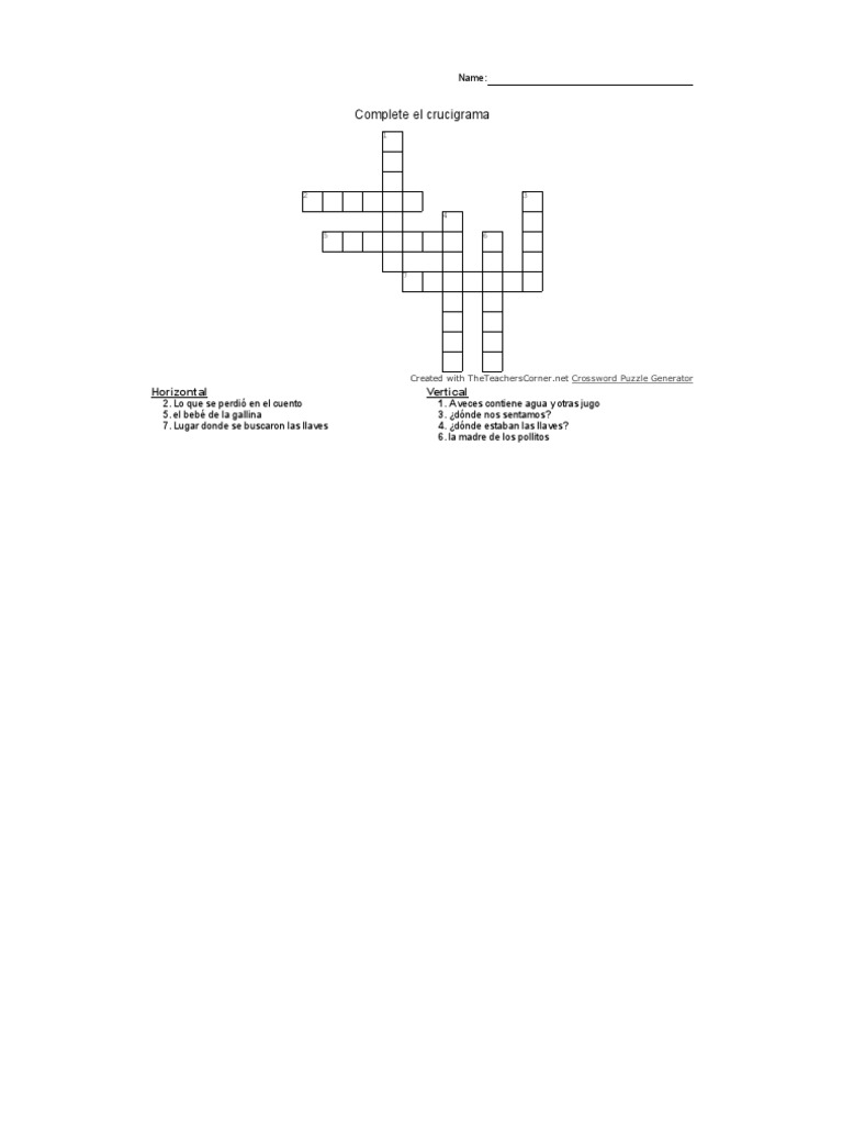 Https Worksheets - Theteacherscorner.net Make-Your-Own Crossword ...