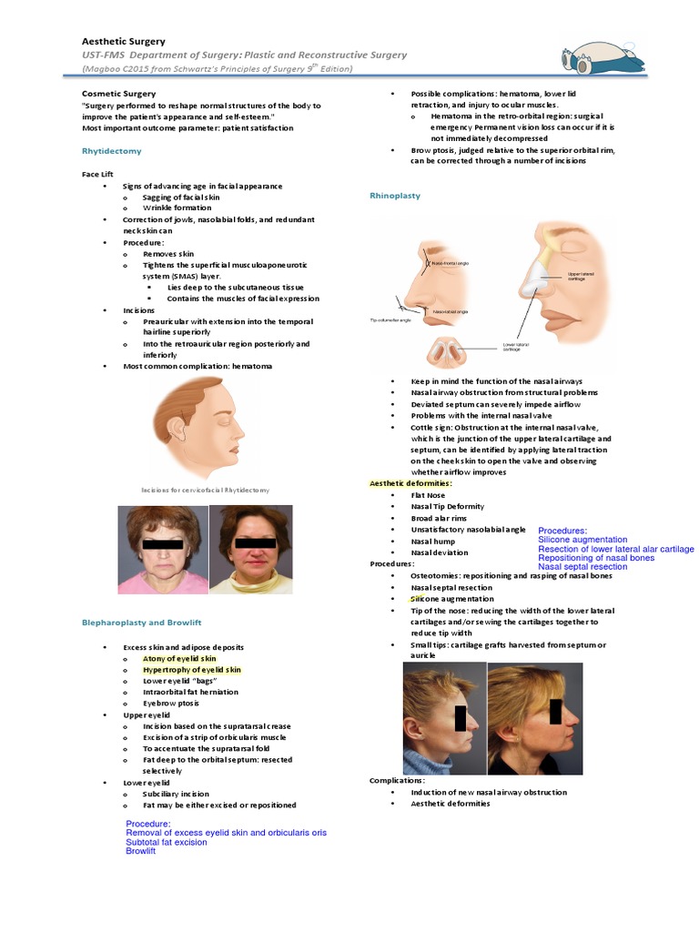 Aesthetic Surgery Overview and Techniques | PDF | Surgery | Medical ...