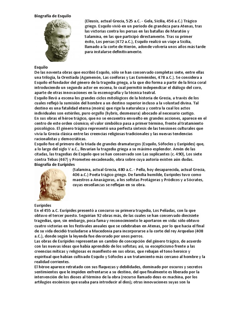 Biografía de Esquilo | PDF | Esquilo | Tragedia griega