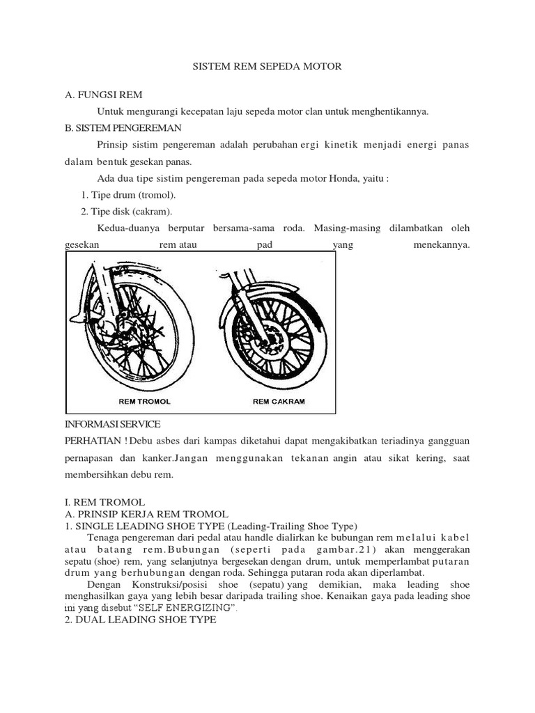 Sistem Rem Sepeda Motor | PDF