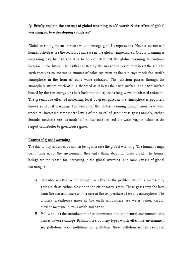 Global Warming Assignment | PDF | Greenhouse Effect | Global Warming