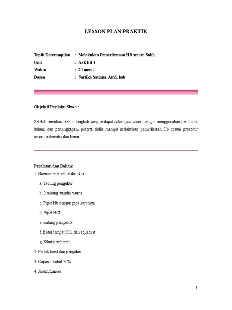 Contoh Lesson Plan Praktik | PDF