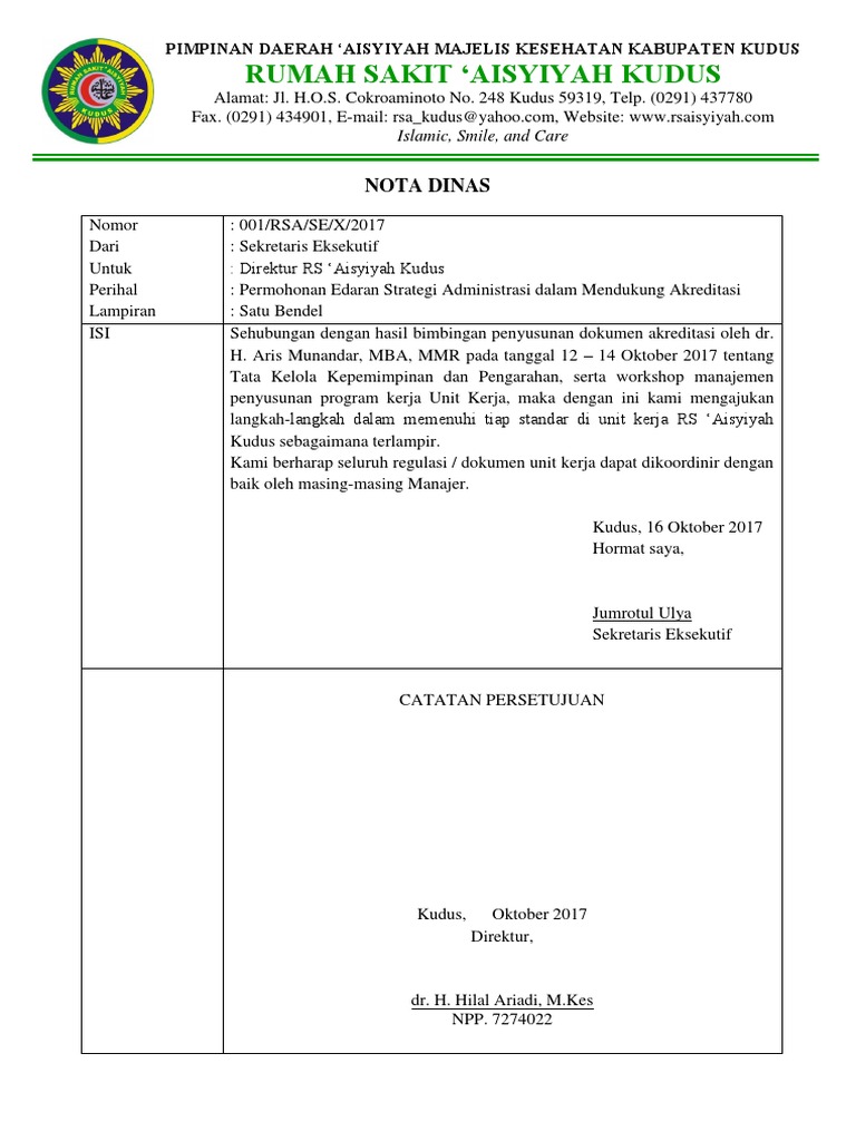 Contoh Nota Dinas untuk Akreditasi | PDF | Karier & Perkembangan | Bisnis