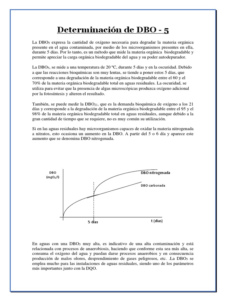Determinación de DBO-5 | PDF | Aguas residuales | Oxígeno
