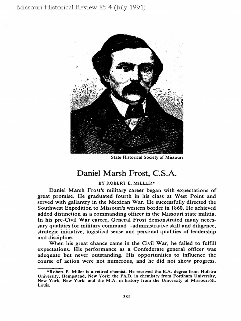 Daniel Marsh Frost, CSA (Missouri Historical Review 85.4 (July 1991 ...
