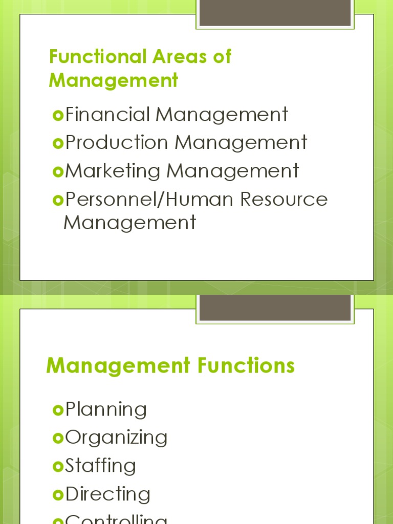 Functional Areas of Management | PDF