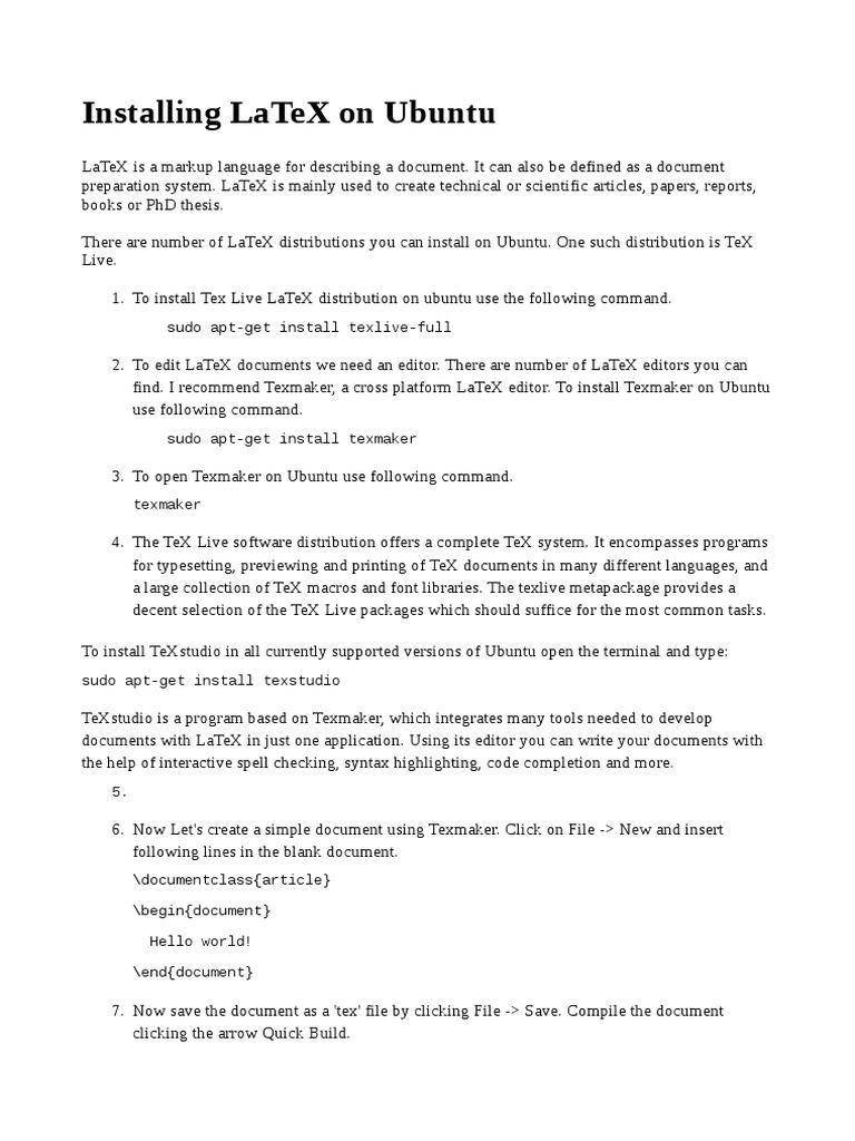 Installing Latex On Ubuntu: Sudo Apt-Get Install Texlive-Full | PDF | Te X | Computing