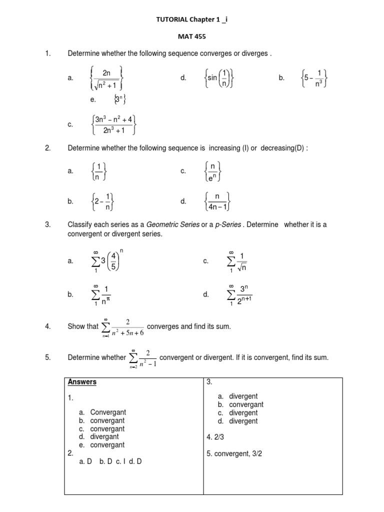 Tutorial Chapter 1 - I | PDF | Mathematical Analysis | Mathematical ...
